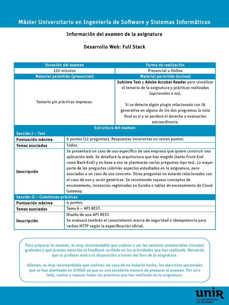 Briefing de Examen - Desarrollo Web Full Stack | PDF | Software | Ingeniería de software