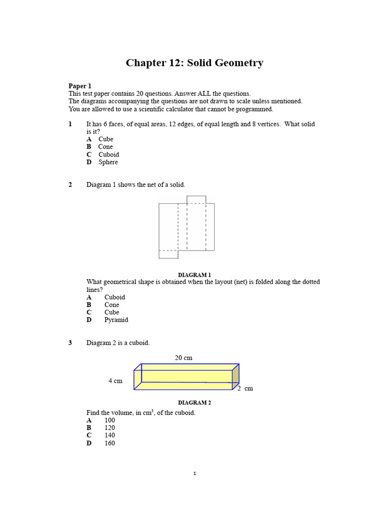 Chapter 12 - Solid Geometry | PDF | Volume | Length