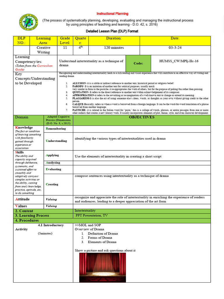 Instructional-PLan-Gomez | PDF | Intertextuality | Knowledge