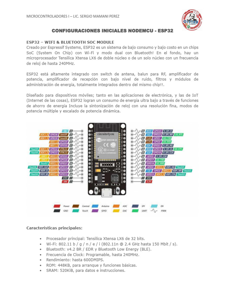 CONFIGURACION INICIAL ESP32 | PDF | Bluetooth | Sistema en un chip