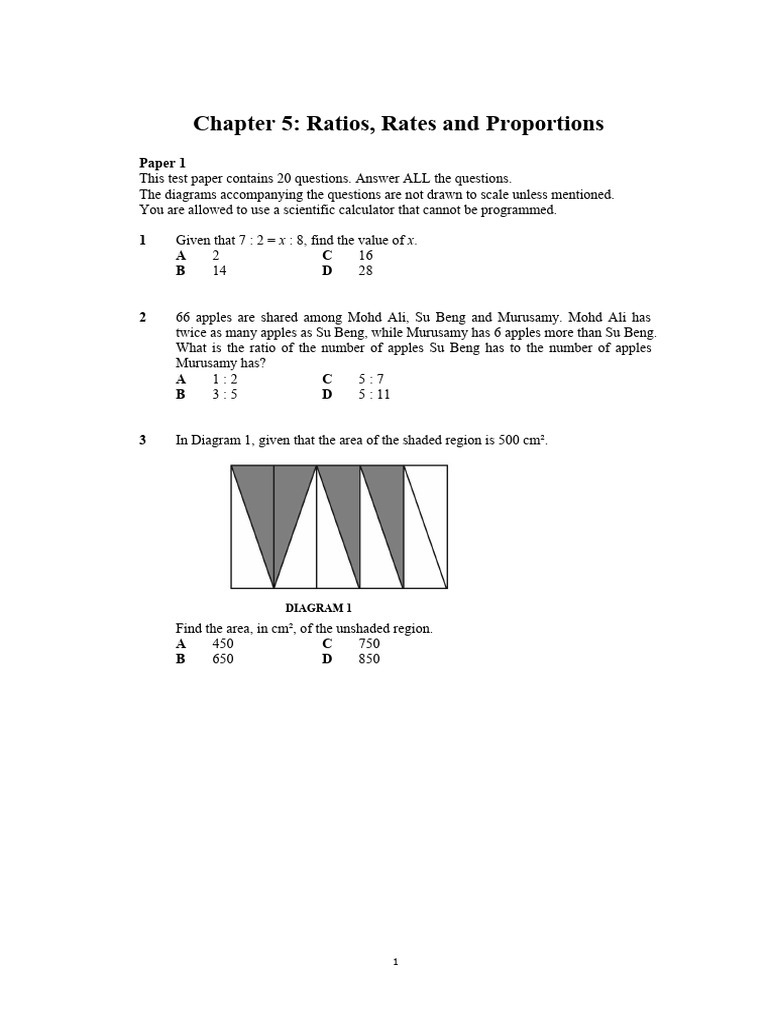Chapter 5 - Ratios, Rates and Proportions | PDF | Area Chapter 5 - Ratios, Rates and Proportions | PDF | Area