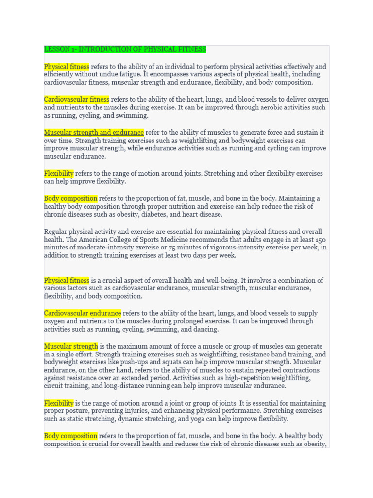 Pathfit 2 Lesson | PDF | Physical Fitness | Body Mass Index