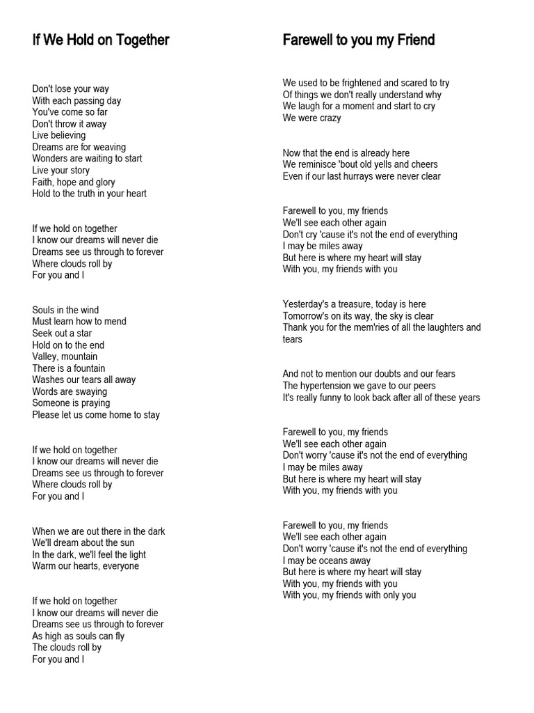 If We Hold On Together | PDF | Dream