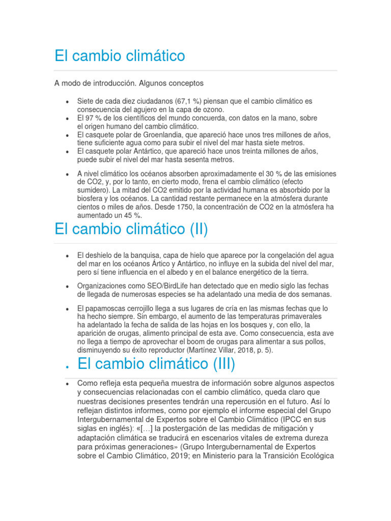El Cambio Climático | PDF | Gases de efecto invernadero | Ciencias de ...