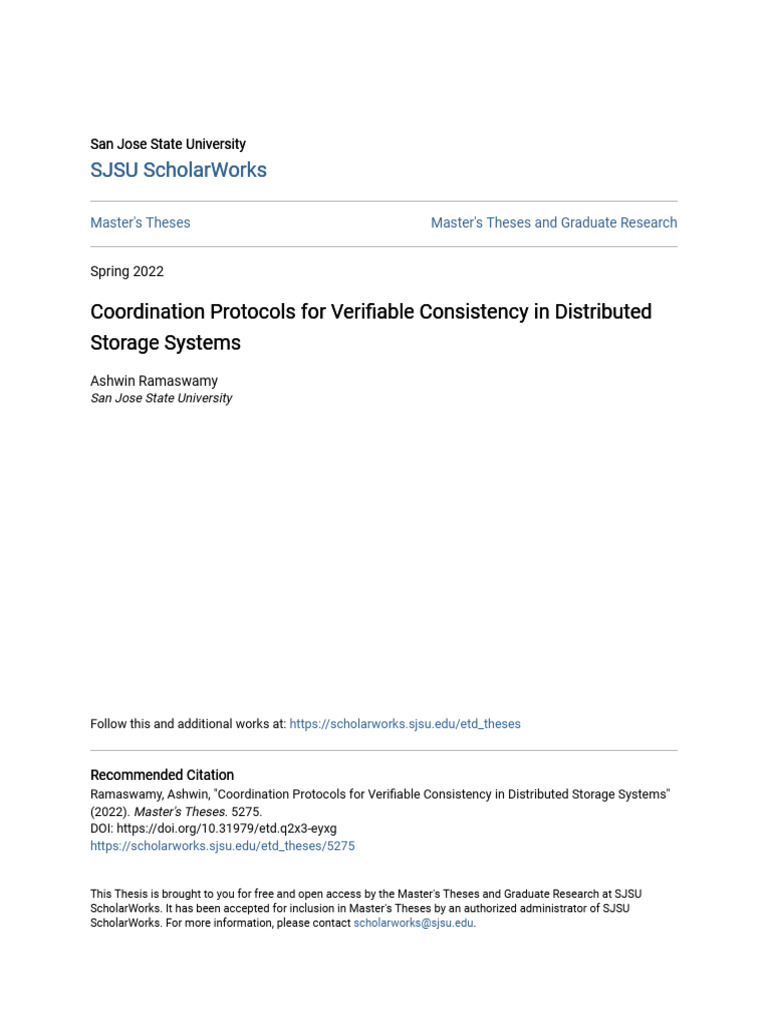 Coordination Protocols For Verifiable Consistency in Distributed | PDF | Replication (Computing ...