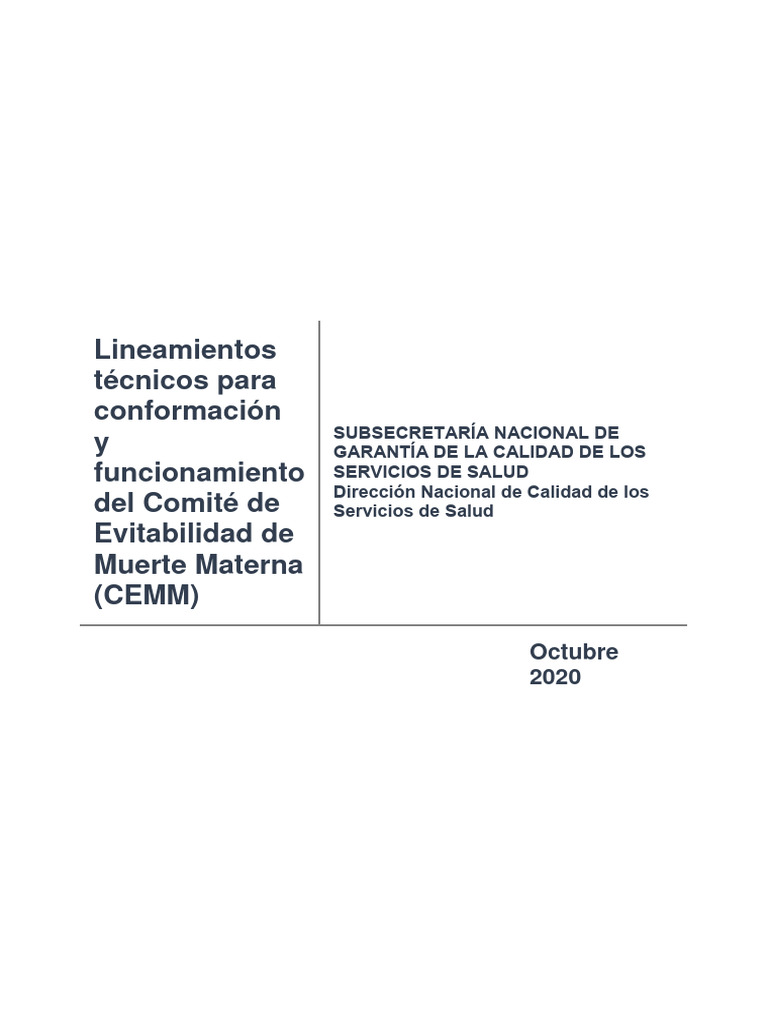 Lineamientos Cemm Aprobado 26 Octubre 2020 MUERTE MATERNA | PDF ...