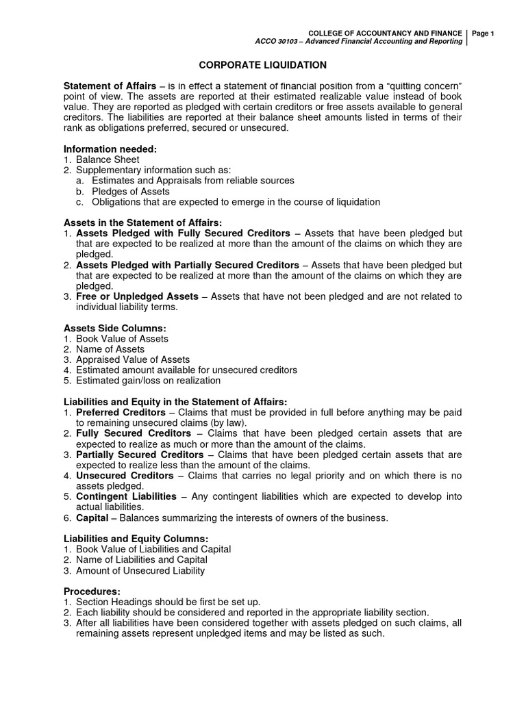 02. Corporate Liquidation | PDF | Balance Sheet | Financial Accounting