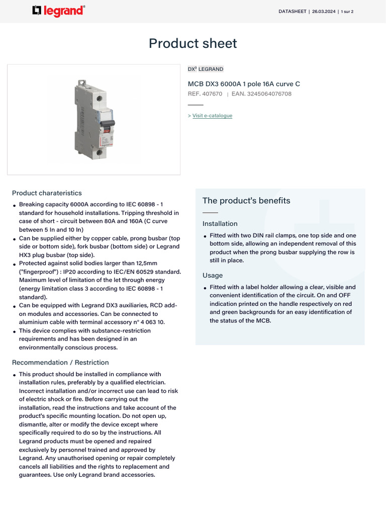 ProductSheet | PDF | Manufactured Goods | Electricity