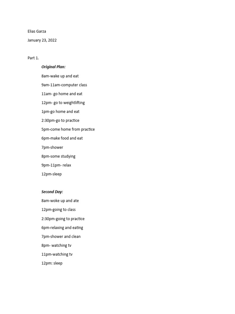 Daily Schedule and Reflections on Time Management | PDF | Self-Improvement