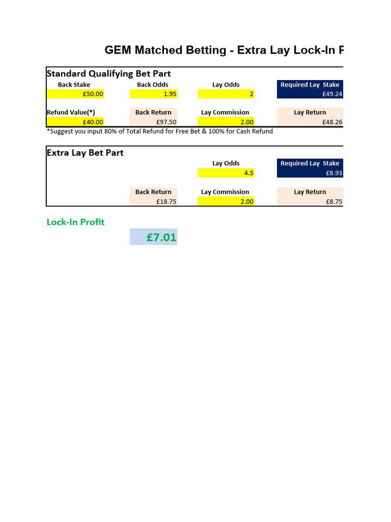GEM If Bet Extra Lay Calculator | PDF | Odds | Gambling