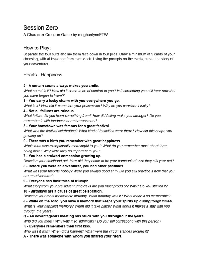 Session Zero Plain Text | PDF