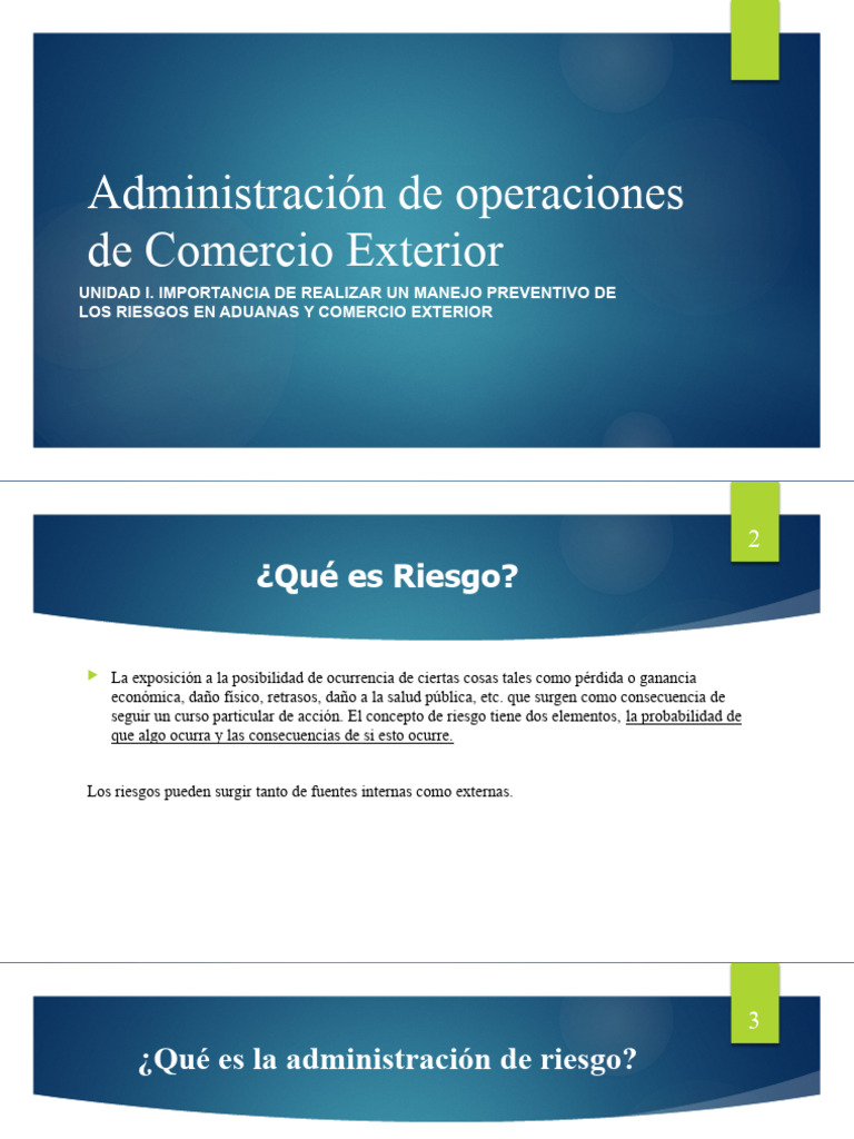 UNIDAD I. Importancia de Realizar Un Manejo Preventivo de Los Riesgos ...