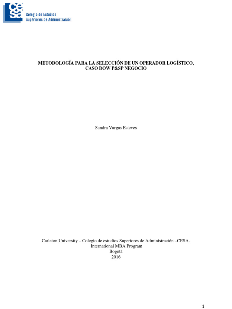 Metodología para la seleccion de un operador logístico | PDF | Logística | Cadena de suministro