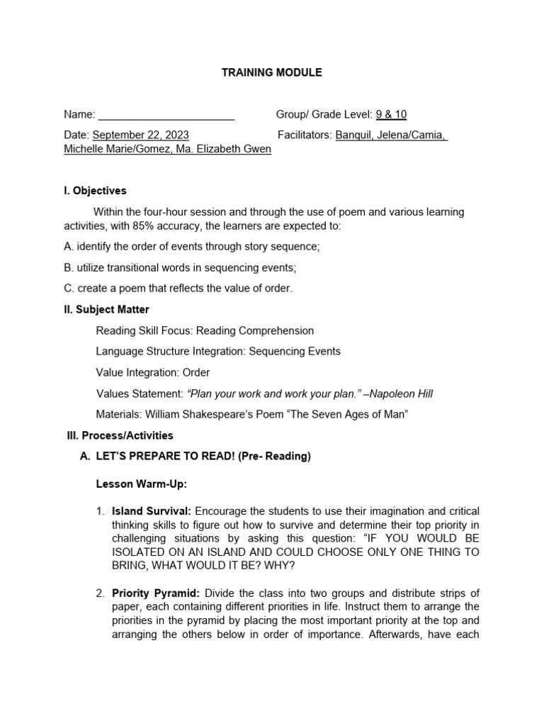 Training Module | PDF | Narrative | Learning