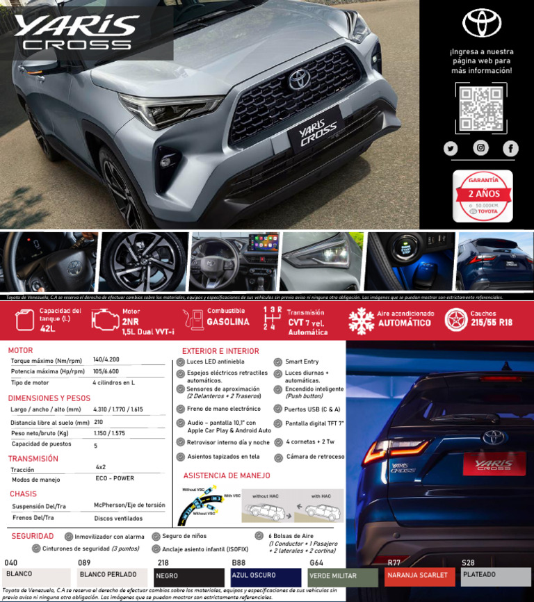 Spec Sheet Yaris Cross | PDF | Tecnologías automotrices | Coche