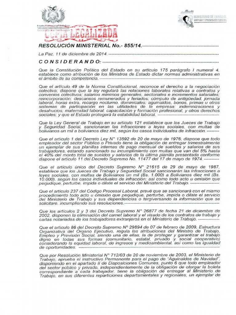 RM 855 Sobre Las Multas | PDF