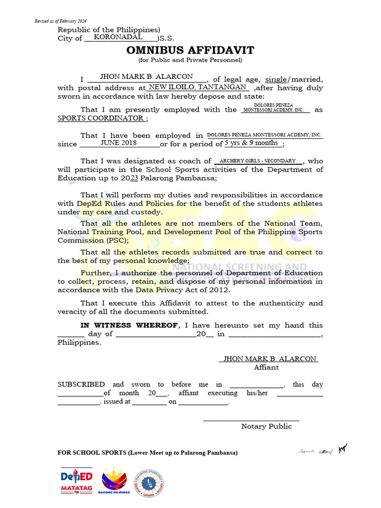Omnibus Affidavit_v2024 | PDF | Affidavit | Government