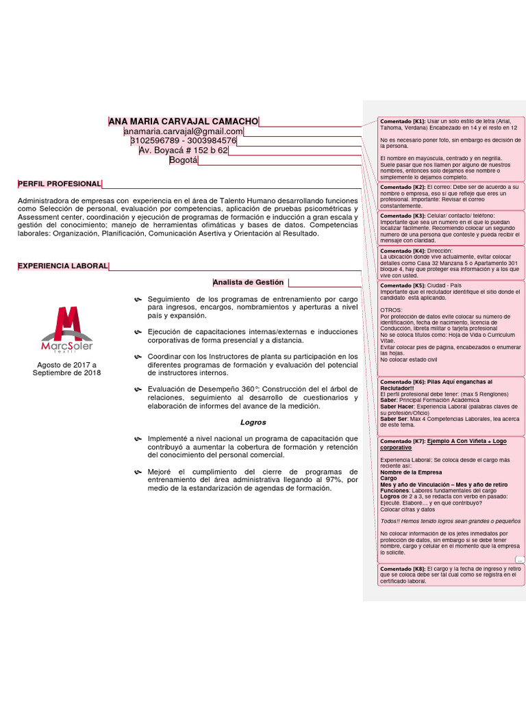 Modelo de CV Con Recomendaciones KP | PDF | Business | Reclutamiento