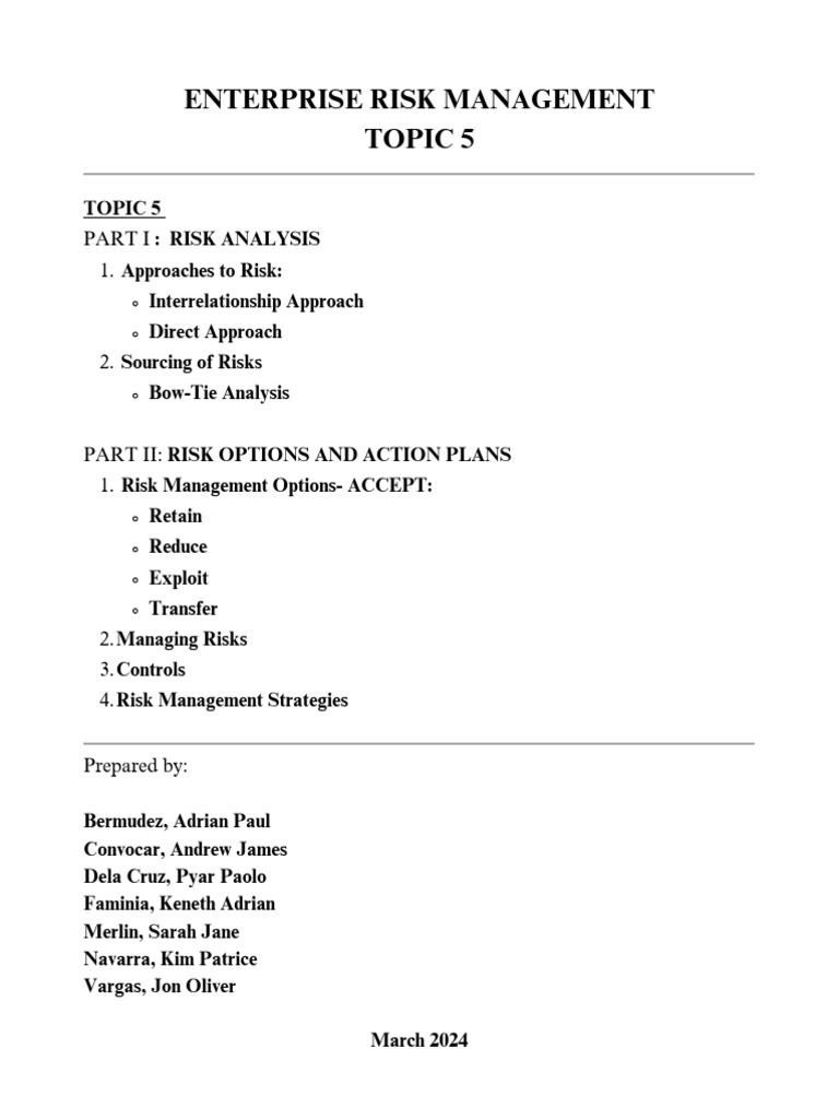 BSA 3-1 - Group 3 - Risk Analysis, Risk Options and Action Plans | PDF ...