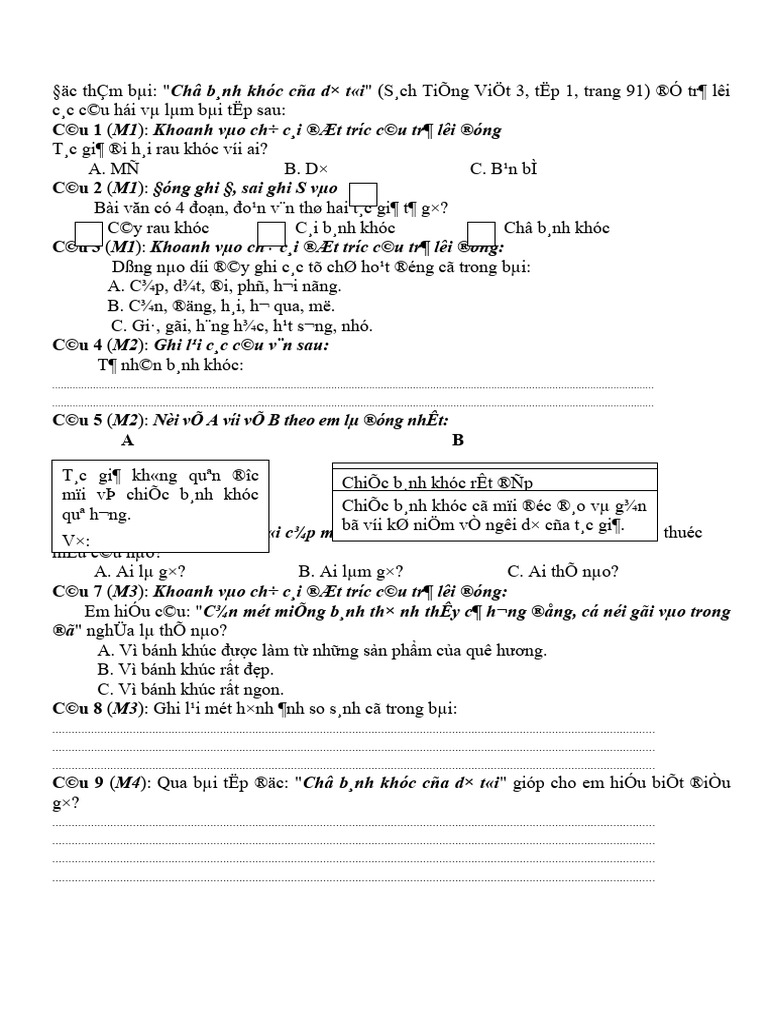 De Thi Giua Hoc Ki 1 Mon Tieng Viet Lop 3 Nam 2021 de 3 8 | PDF