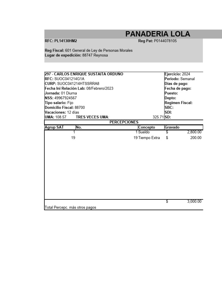 Nomina 2 | PDF | Salario | Compensación laboral