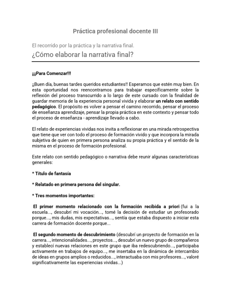 Práctica Profesional Docente III | PDF | Maestros | Aprendizaje