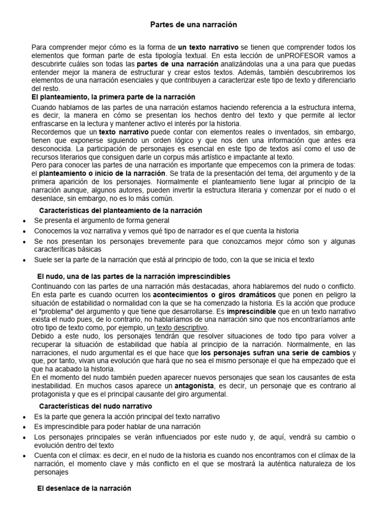 Partes de una narración para niños | PDF | Narración