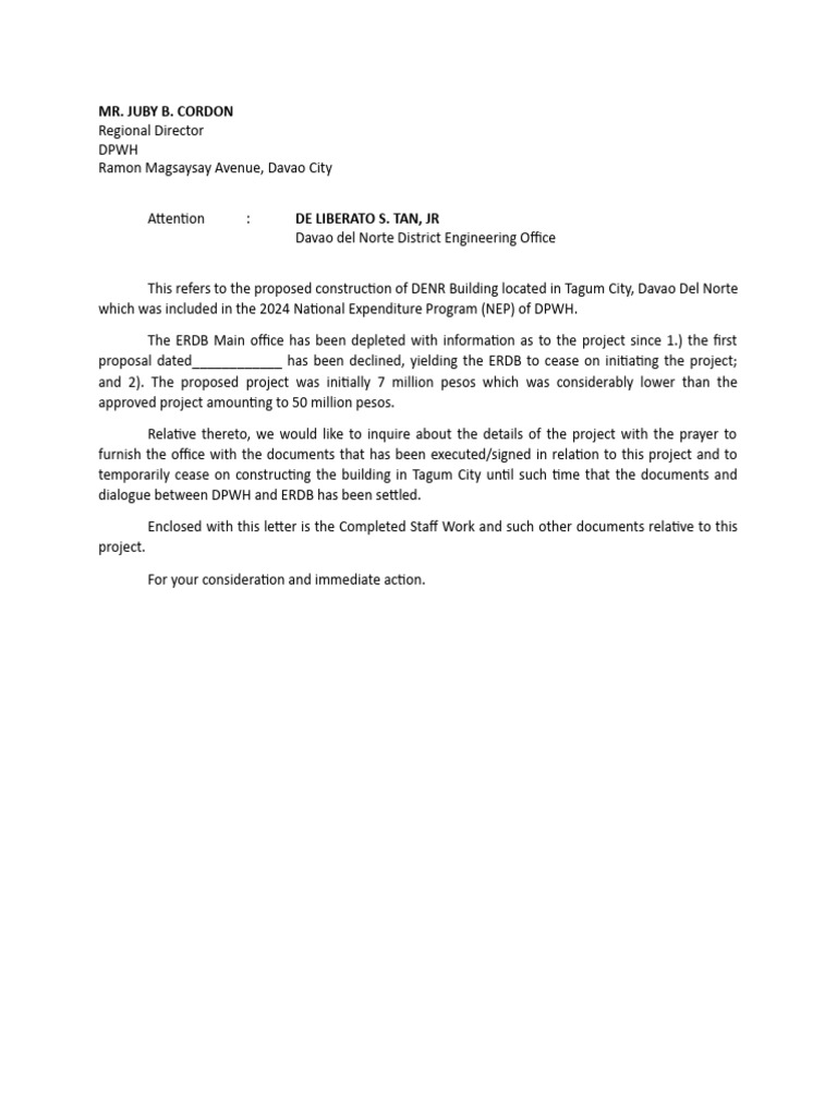 DPWH Project Inquiry: Tagum City | PDF | Law