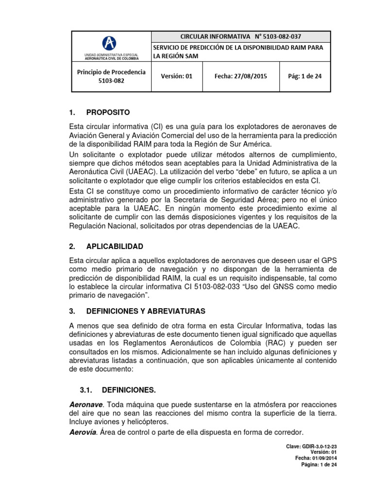 Predicción RAIM para Aviación en SAM | PDF | Aviación | Navegación