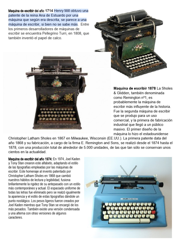Historia y evolución de la máquina de escribir | PDF | Máquina de ...