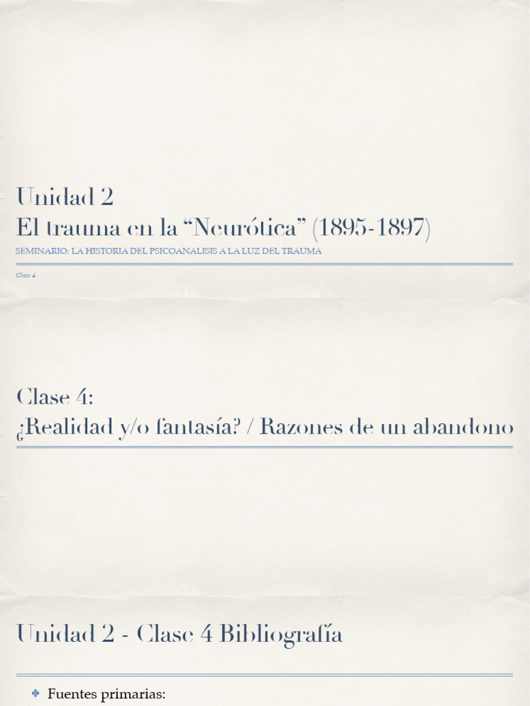 Clase 4 Realidad y Fantasia | PDF | Neurosis | Trauma psicólogico