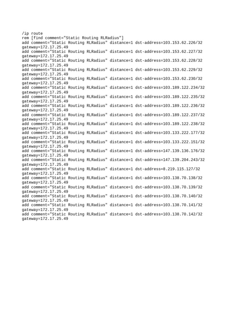 Script Mikrotik Static Routing RLRadius | PDF | Computers