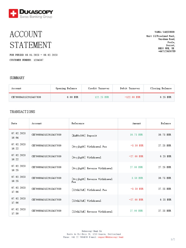 Dukascopy Statement | PDF | Banks | Euro
