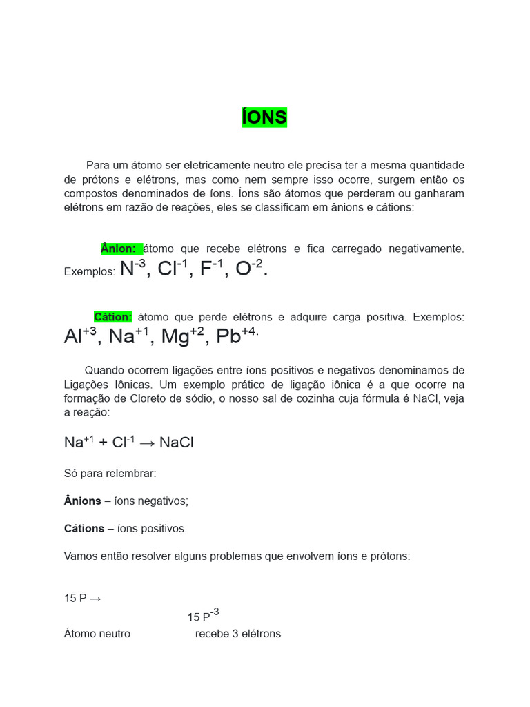 Íons e Ligações Químicas | PDF | Ligação química | Moléculas