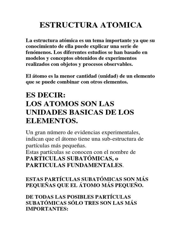 Unidad I Estructura Atomica Apuntes 1 Pdf Isótopo átomos