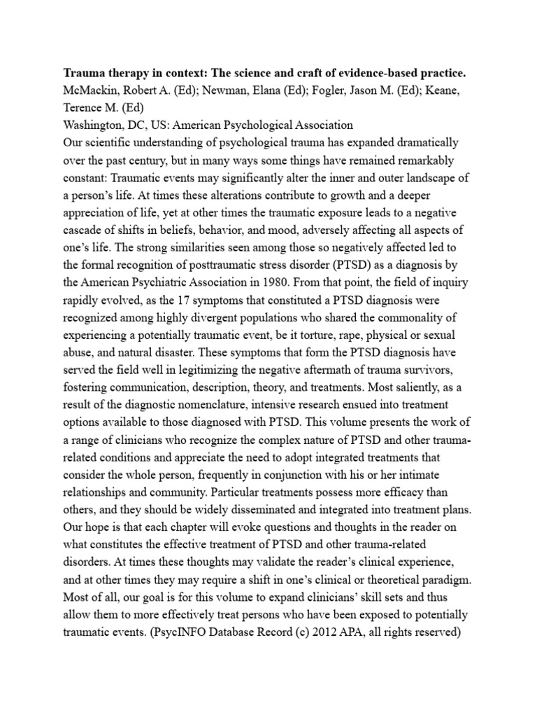 Abstract-Trauma Therapy Evidence Based | PDF | Psychological Trauma ...