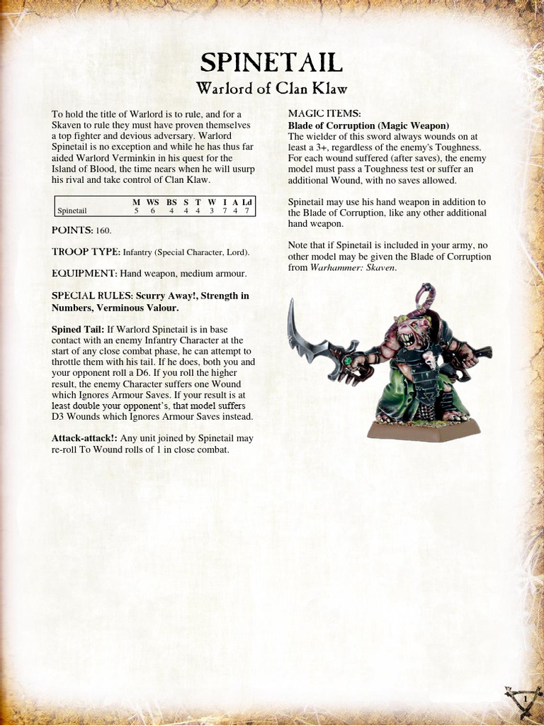 Warhammer - Skaven Special Characters 1.1 | PDF | Infantry