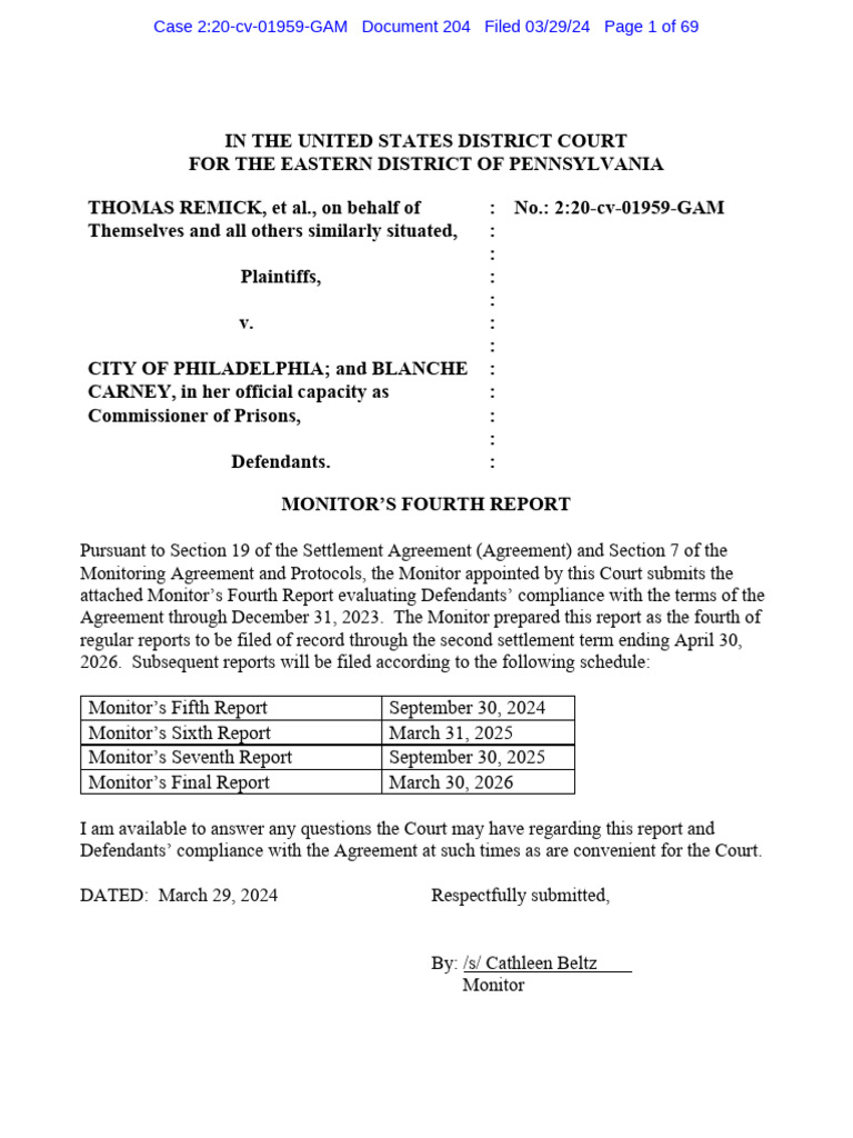 Monitor 4th Report | PDF | Prison | Regulatory Compliance