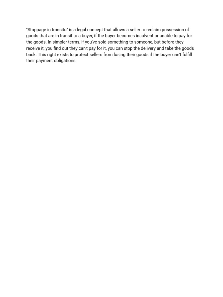 Right of Stoppage in Transit Explained | PDF | Career & Growth | Law