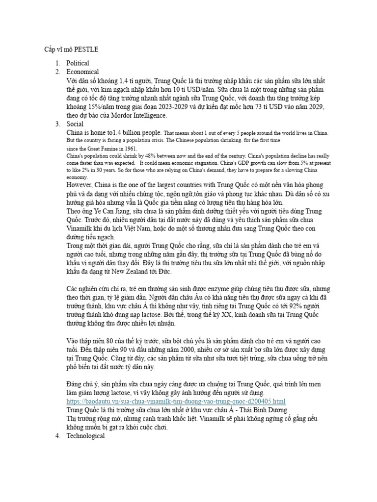 Cấp vĩ mô PESTLE | PDF