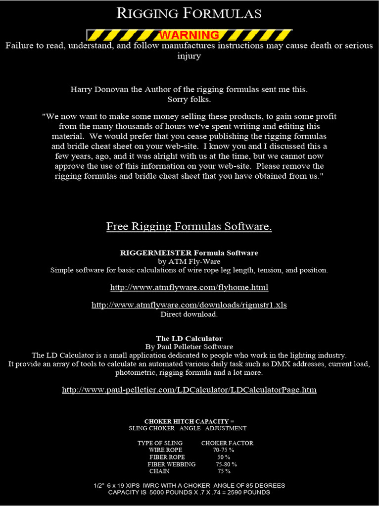 Rigging Formulas | PDF