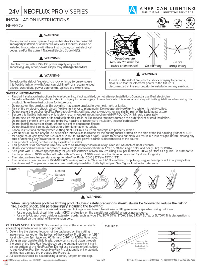 NeoFlux Pro V-Series 24V Installation Guide | PDF | Power Supply | Electrical Wiring