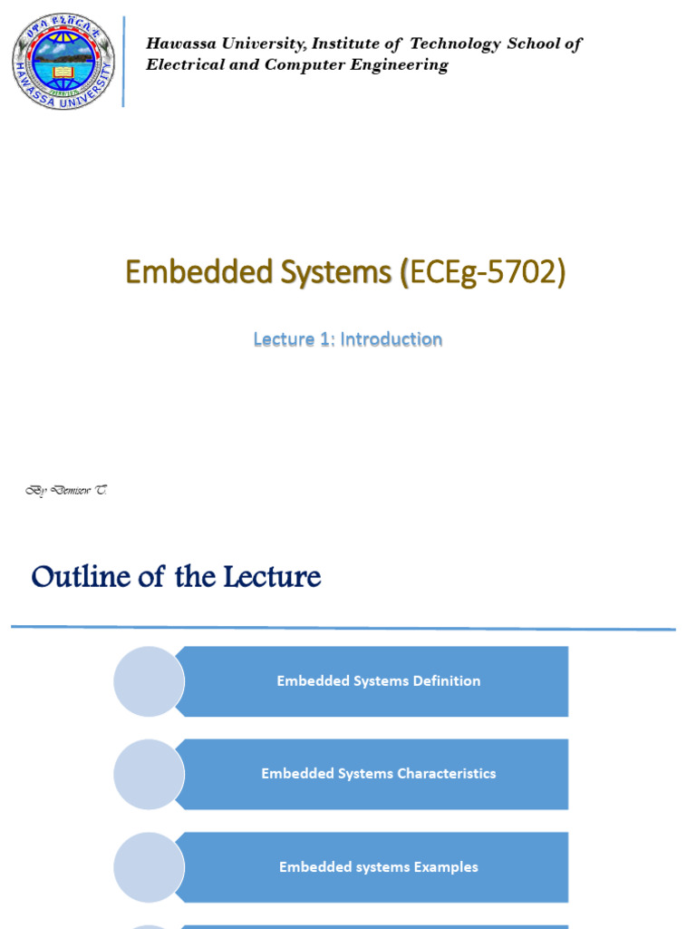 Hawassa University, Embedded Systems Lecture 1 | PDF | Embedded System | Computer Engineering