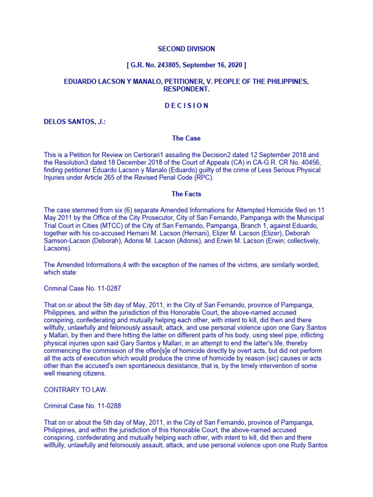 Lacson's Conviction for Physical Injuries | PDF | Crimes | Crime & Violence
