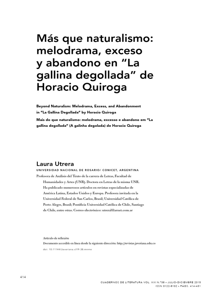 UTRERA, L - Más Que Naturalismo - .En Horacio Quiroga | PDF | Edgar ...
