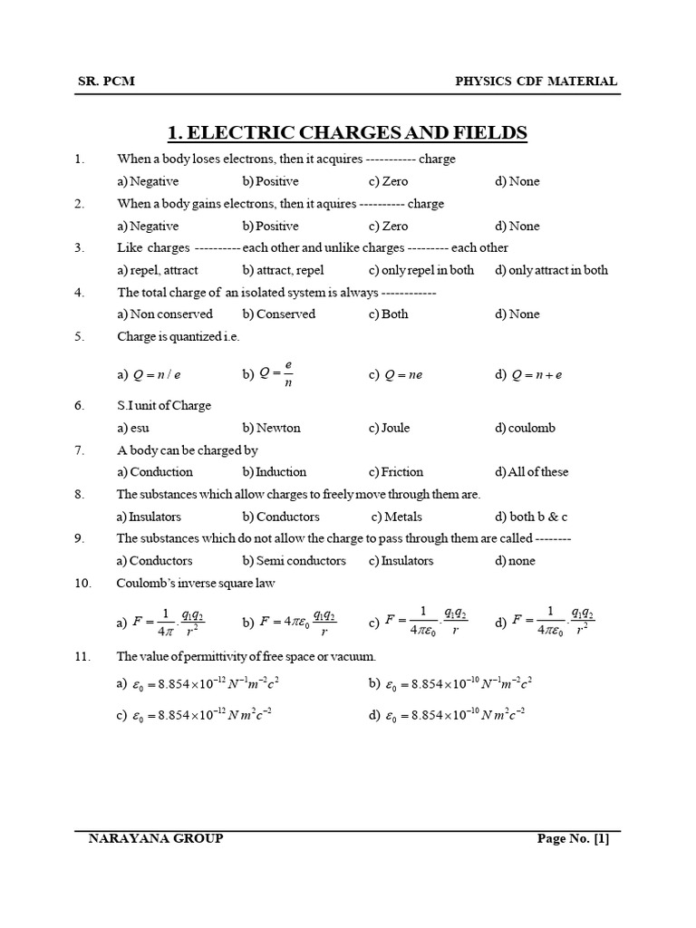 Electric Charges and Fields | PDF | Permittivity | Electric Field