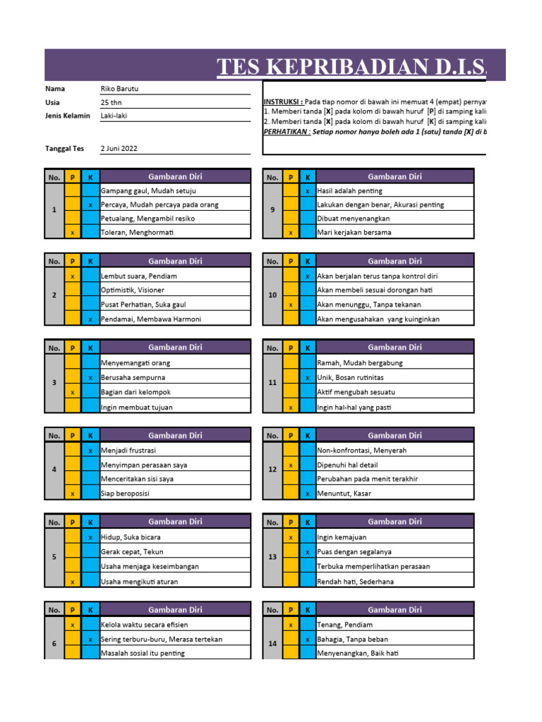 Disc Dan Papi Test | PDF
