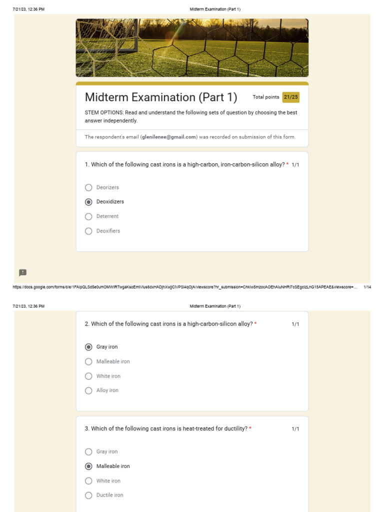 Midterm Examination (Part 1) | PDF | Cast Iron | Steel