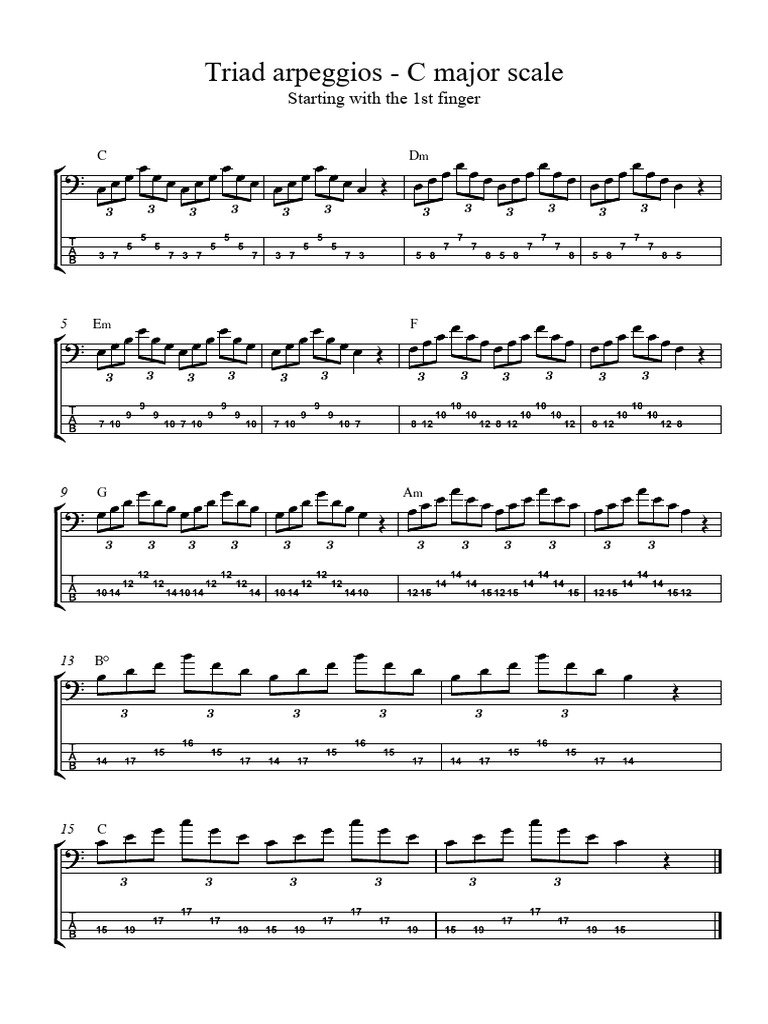 C Major Triad Arpeggios Guide | PDF