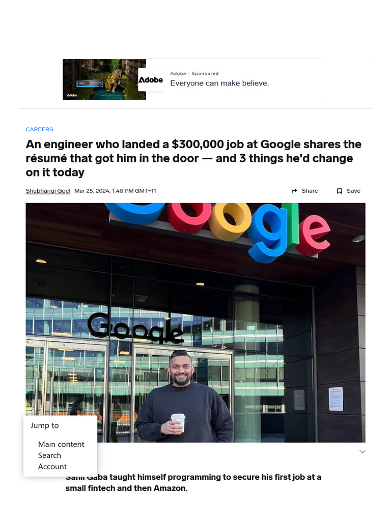 The Résumé That Landed a Google Employee His $300,000 Job | PDF | Résumé